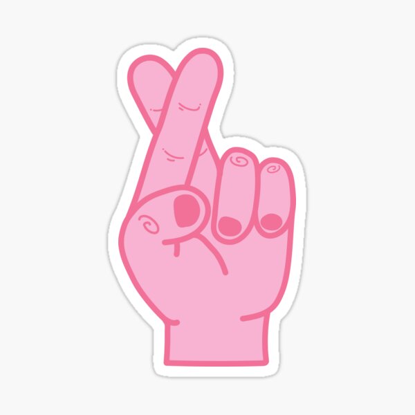 "Pink "fingers crossed" sticker" Sticker for Sale by rachburt | Redbubble