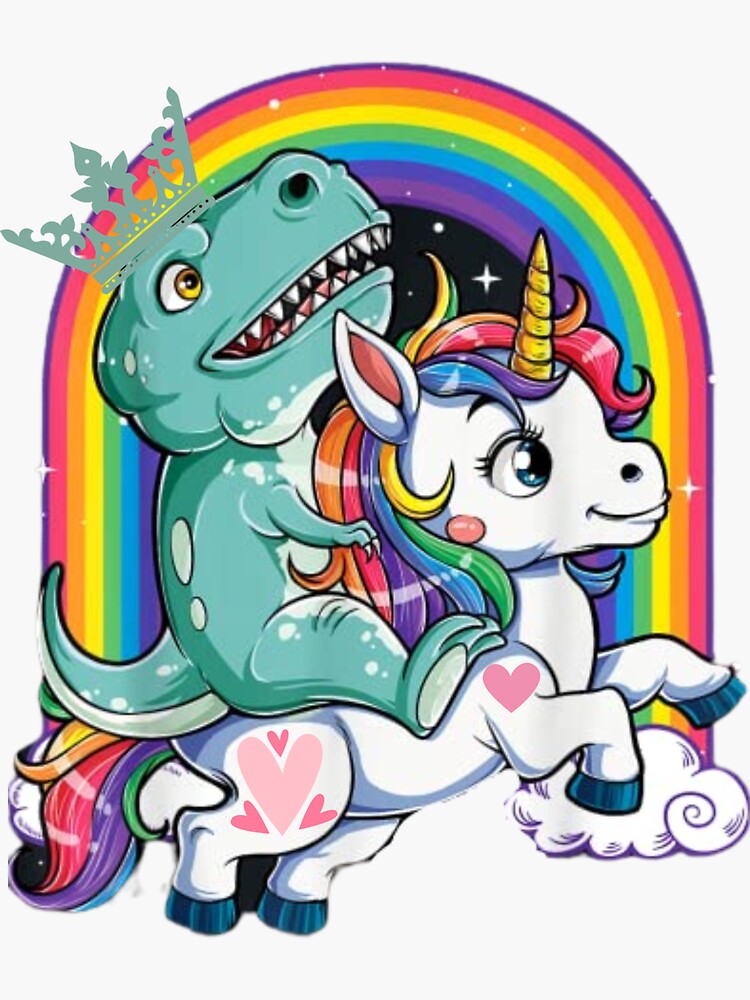 "Unicorn Riding Dinosaur T Rex Funny Unicorns Party Rainbow Squad For ...