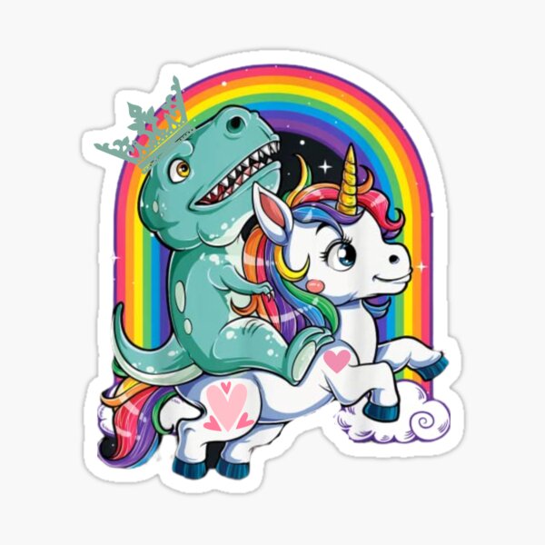 "Unicorn Riding Dinosaur T Rex Funny Unicorns Party Rainbow Squad For ...