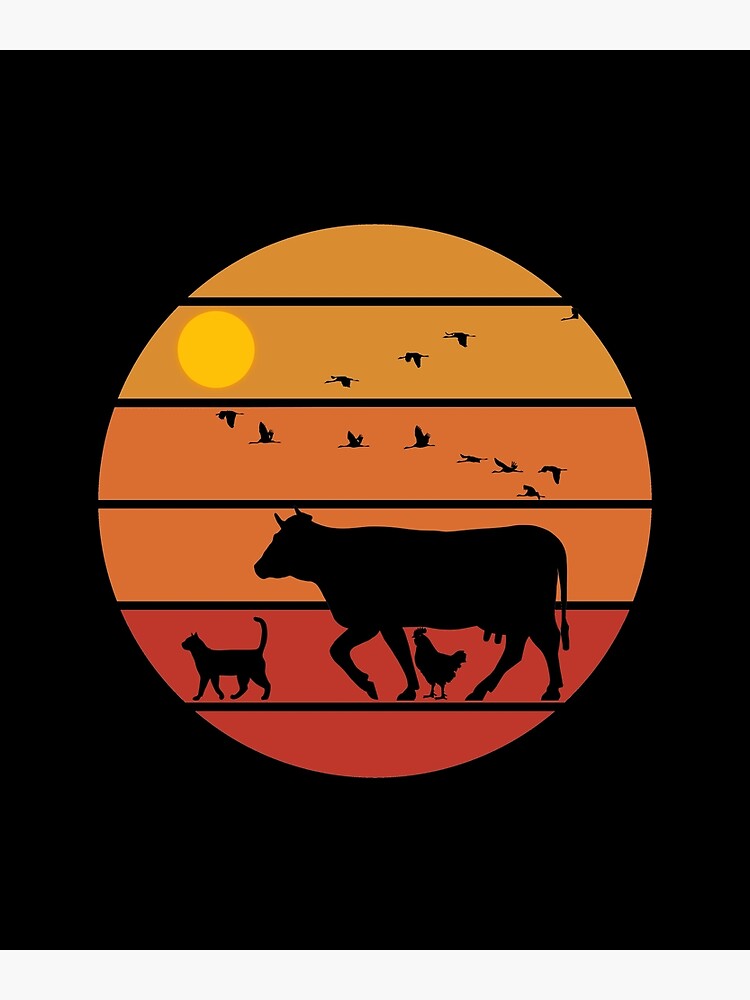 "Vintage Retro Sunset Art Of Zoo, Farm" Poster for Sale by Swobodzio ...