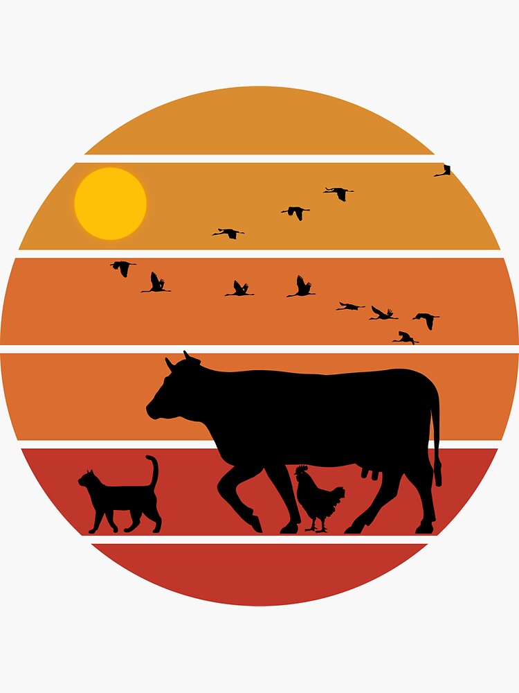 "Vintage Retro Sunset Art Of Zoo, Farm" Sticker for Sale by Swobodzio ...