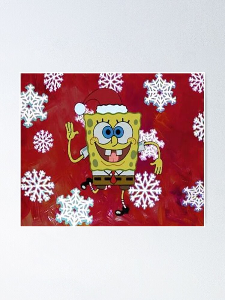 "Spongebob Red background Christmas" Poster for Sale by martimmendes ...