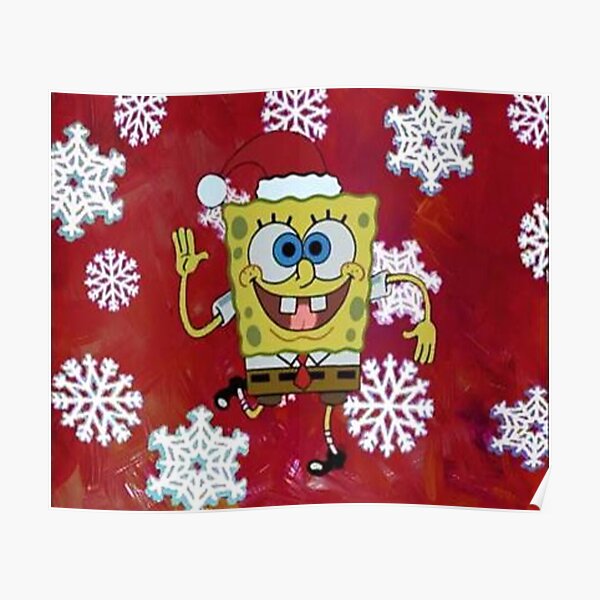 "Spongebob Red background Christmas" Poster for Sale by martimmendes ...