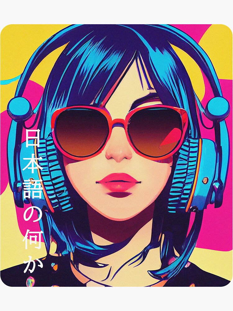 "Anime pop art style girl with headphones" Sticker for Sale by ...