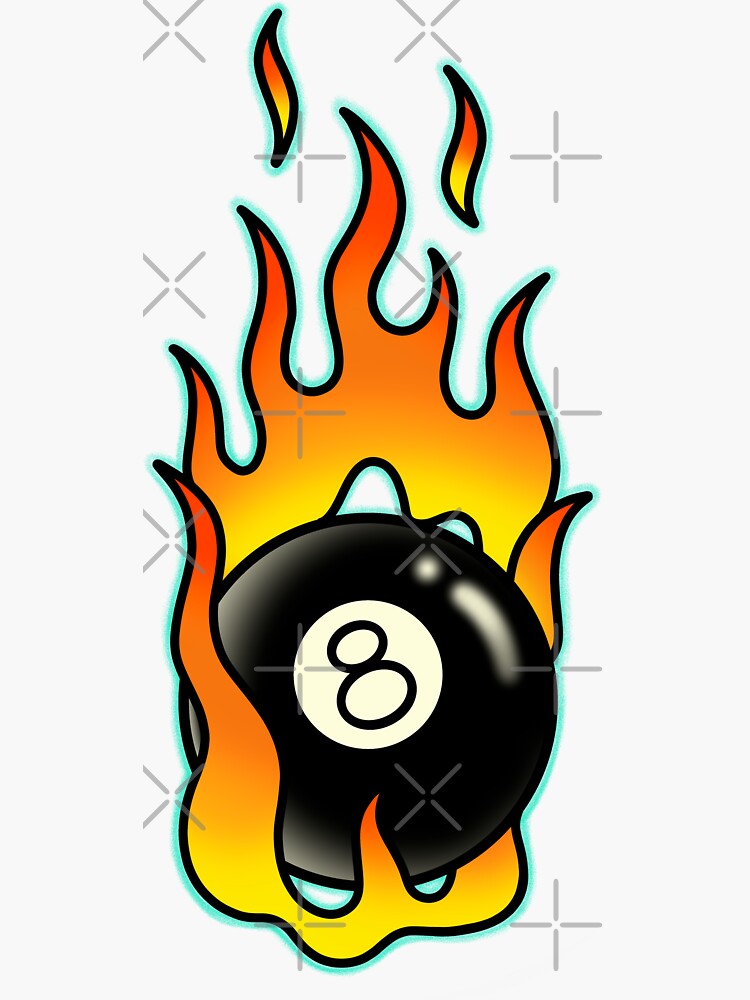 "8 Ball on Flames" Sticker for Sale by SoulArtLove | Redbubble