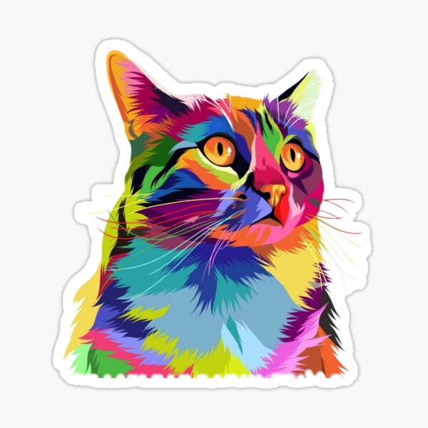 Custom Cat Pop Art Cat Pop Art 3d Sticker For Sale By Firnandart