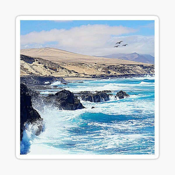 "Wild Ocean Wave Landscape By Cliff" Sticker for Sale by HappyLife4U ...