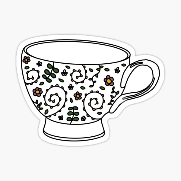 "White Patterned tea cup " Sticker for Sale by LYLA-NINA | Redbubble