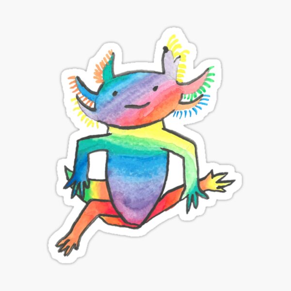 "Rainbow Axolotl Original Watercolor" Sticker for Sale by FloridFauna ...