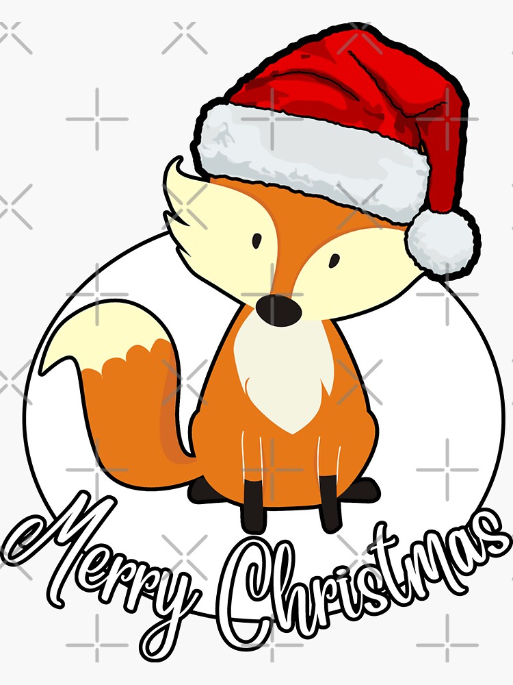 "Cute Fox - Merry Christmas - Funny Quote" Sticker for Sale by pod-plus ...
