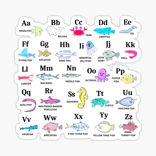 "Fish Alphabet " Sticker for Sale by Beauty-Comfort | Redbubble