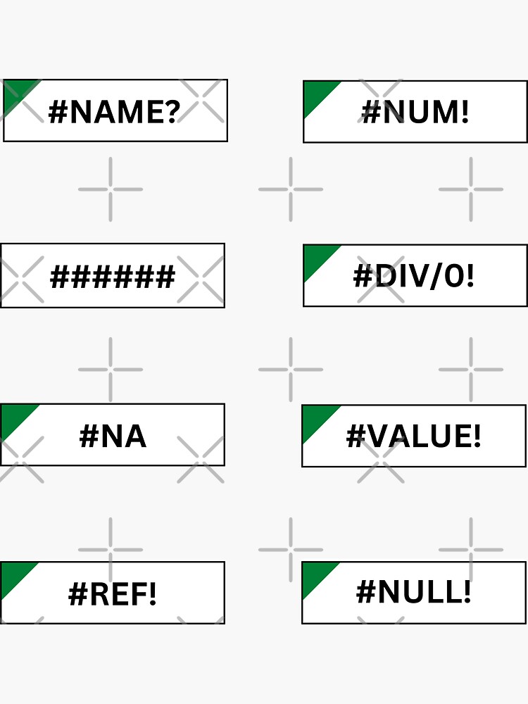 "Excel errors set" Sticker for Sale by MouDantArts | Redbubble