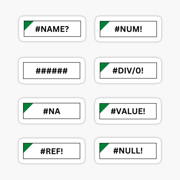 "Excel errors set" Sticker for Sale by MouDantArts | Redbubble