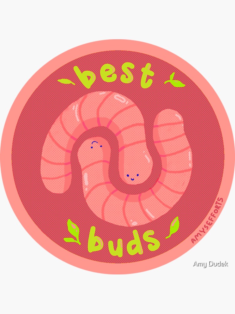 "Worm Friends Best Buds Sticker" Sticker for Sale by mesmericphil ...