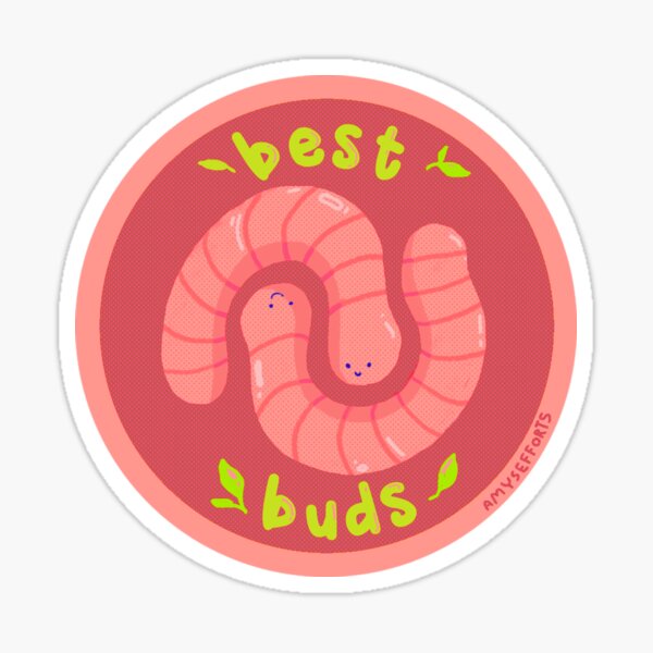 "Worm Friends Best Buds Sticker" Sticker for Sale by mesmericphil ...