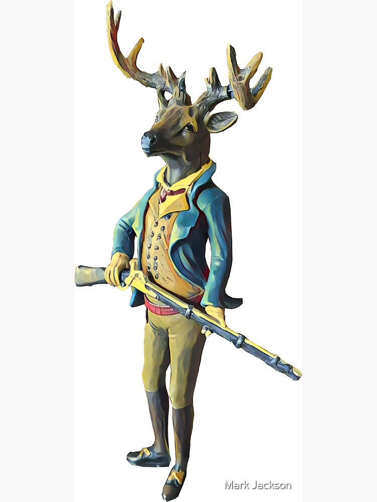 "Deer Hunter Caricature Rifle Human Animal Hybrid Sticker" Art Print ...