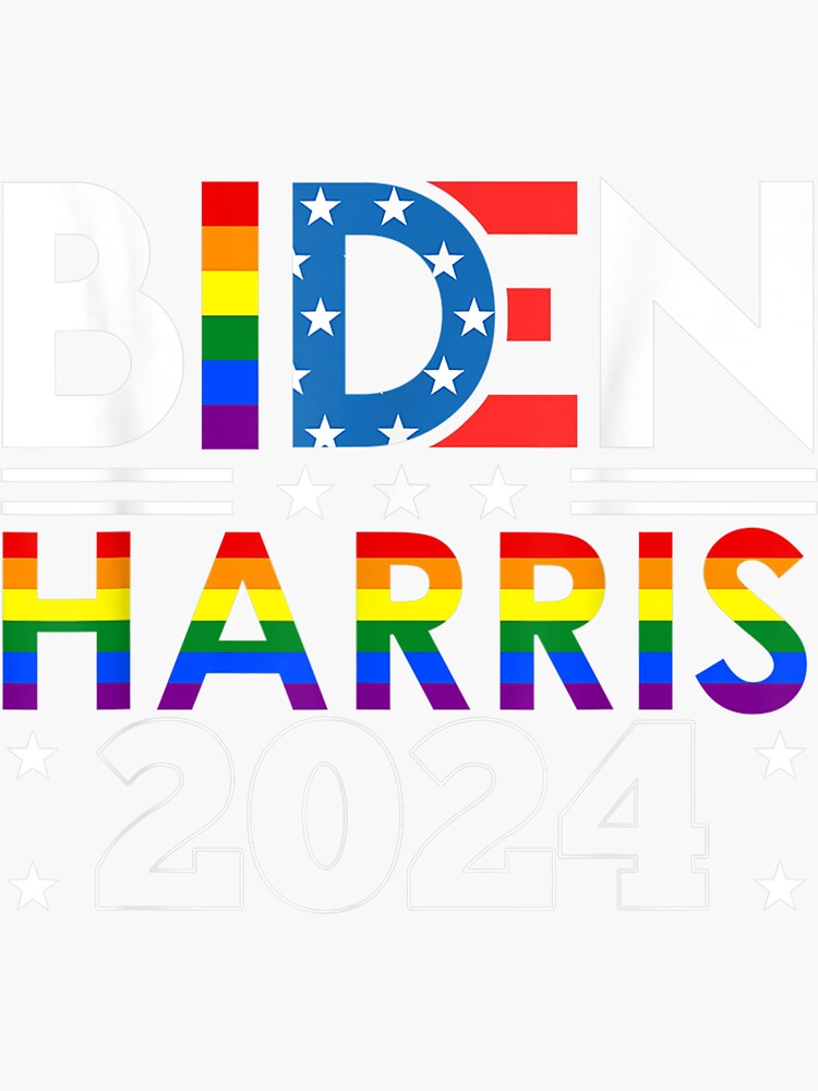 "Biden Harris 2024 Rainbow Flag Gay Pride LGBT Democrat" Sticker for ...