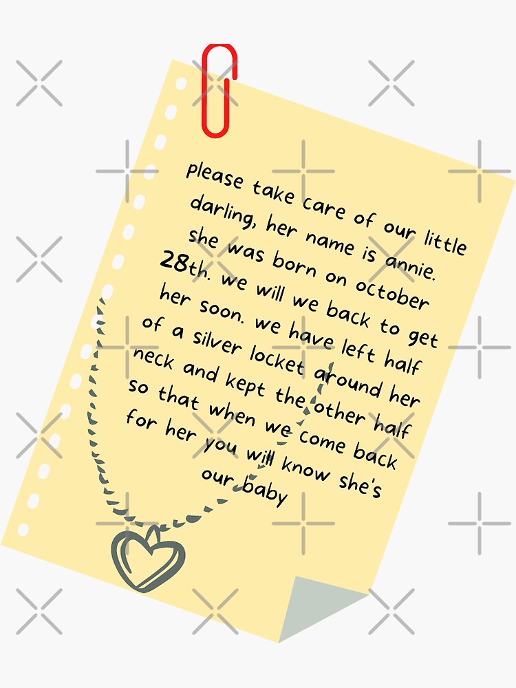 "annie's note" Sticker for Sale by amethystmusings | Redbubble