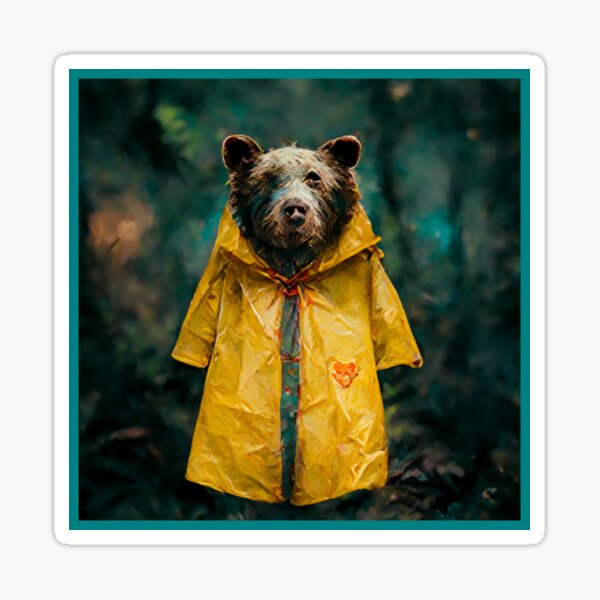 "Bear in Raincoat - Forest Bear in Clothes" Sticker for Sale by ...