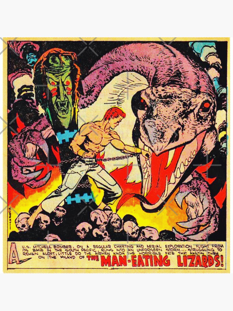 " Reptilian Invasion | Man-eating lizards | comics aesthetic " Sticker for Sale by spinolator ...