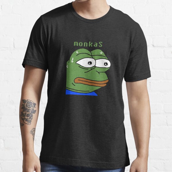 "MonkaS Sweating Pepe Twitch Emote" T-shirt for Sale by etherclothing ...