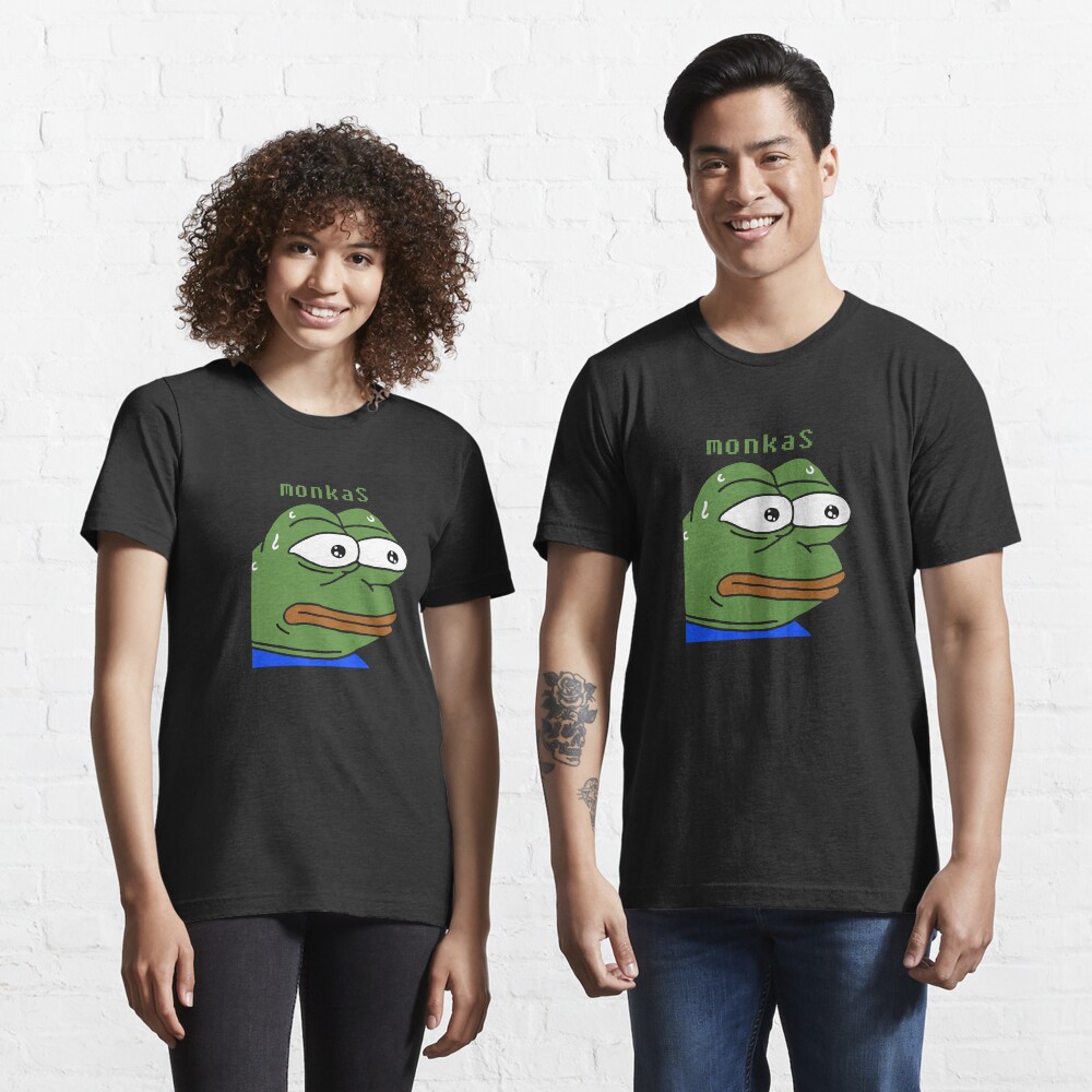 "MonkaS Sweating Pepe Twitch Emote" T-shirt for Sale by etherclothing ...