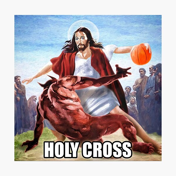"HD Jesus Crossing Up The Devil Satan Basketball Meme" Photographic ...