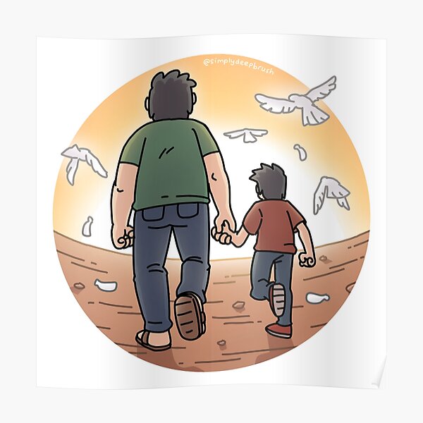 "Father Dad and Son Holding Hand Cartoon" Poster for Sale by ...