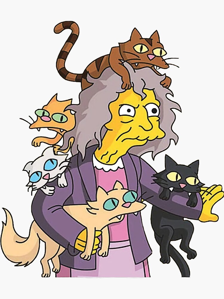 "Simpsons Crazy Cat Lady Simpsons" Sticker for Sale by cistapinote ...