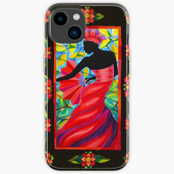 "Red Dress Fan Dancer with Mestizo Border Belize" iPhone Case for Sale ...