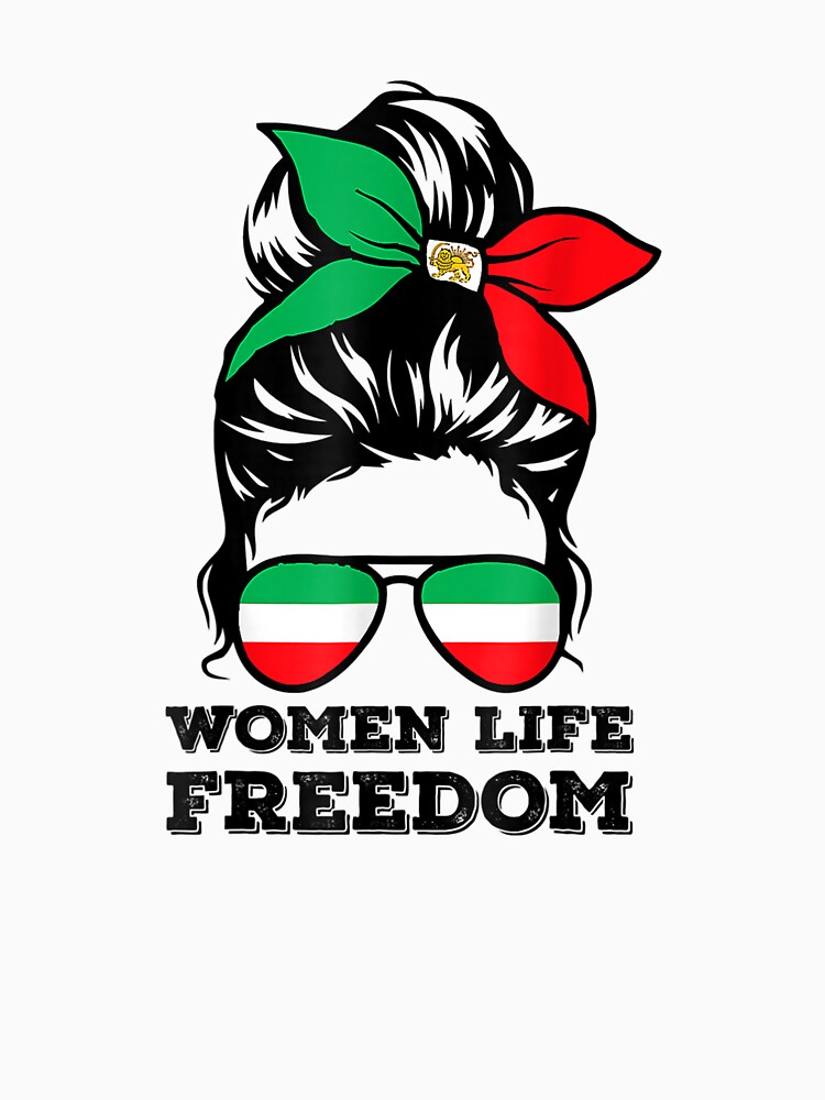 "Messy Bun Women Life Freedom Iran Zan Zendegi Azadi Lion Sun" T-shirt for Sale by Savannahglen ...