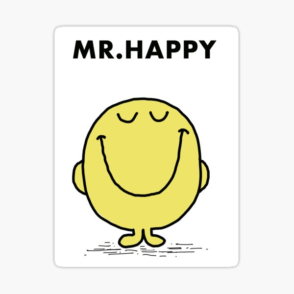 "Mr Happy from the Mr Men" Sticker for Sale by nickclarkeart | Redbubble