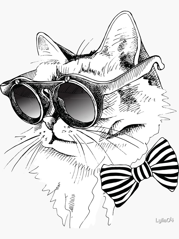 Cat Glasses Hippy Sticker For Sale By Lylia04 Redbubble