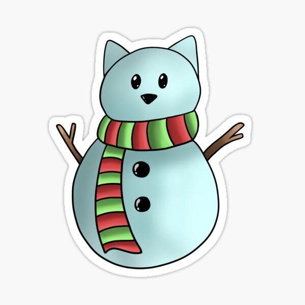 "Snowman cat with scarf (snow-cat)" Sticker for Sale by babysnaily ...
