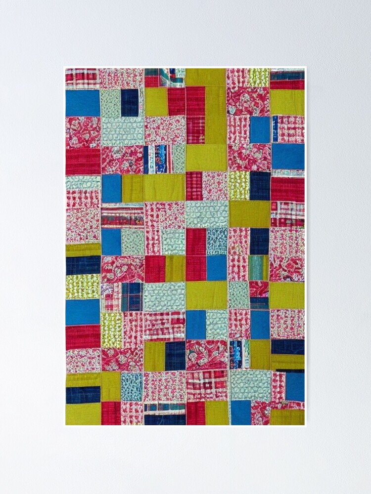 "green and blue traditionally inspired vintage cute patchwork" Poster ...