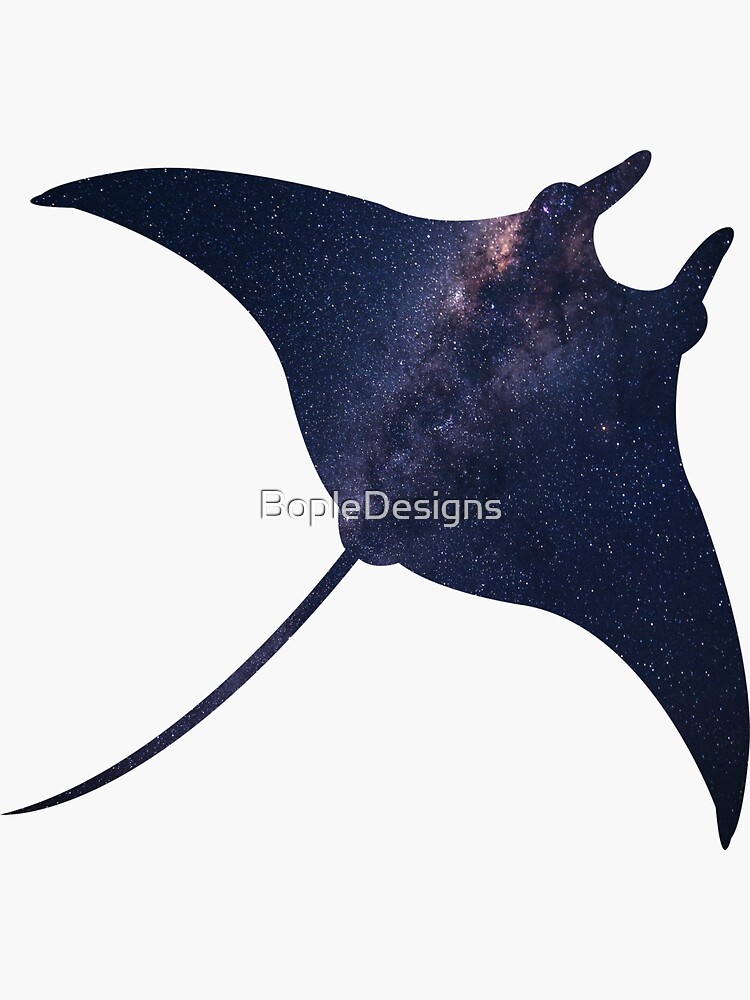 "Glowing Milky Way On Dark Sky Manta Ray | Cute Manta Ray" Sticker for ...