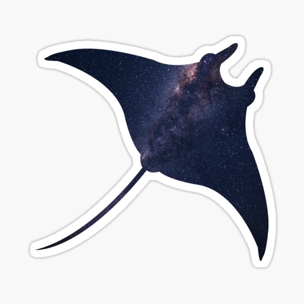 "Glowing Milky Way On Dark Sky Manta Ray | Cute Manta Ray" Sticker for ...