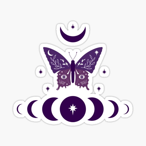 "Design with magical butterfly and moon phases" Sticker for Sale by ...