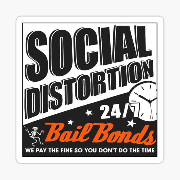 "Bail Bonds Social Art Distortion 80s Aesthetic Fan Art" Sticker for ...