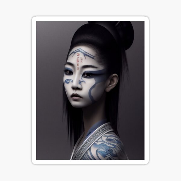 "Geisha inked hybrid" Sticker for Sale by Mya-M-ai | Redbubble
