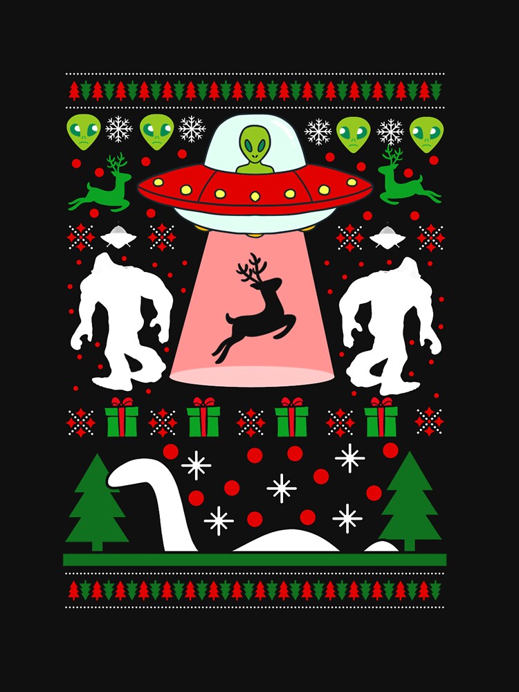 "UFO Loch Ness Bigfoot Alien Ugly Christmas" Essential T-Shirt for Sale ...