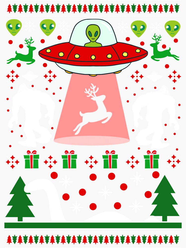 "UFO Loch Ness Bigfoot Alien Ugly Christmas" Sticker for Sale by ...