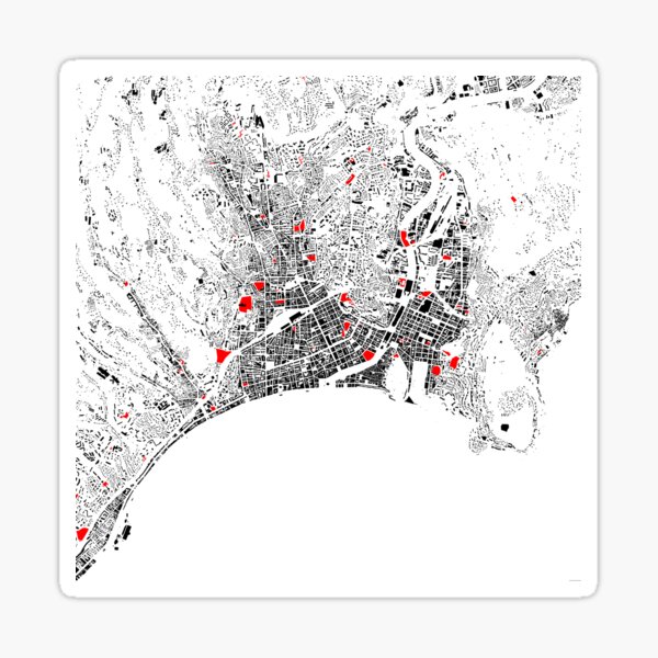 "Map of Nice with its schools in colour" Sticker for Sale by jean ...