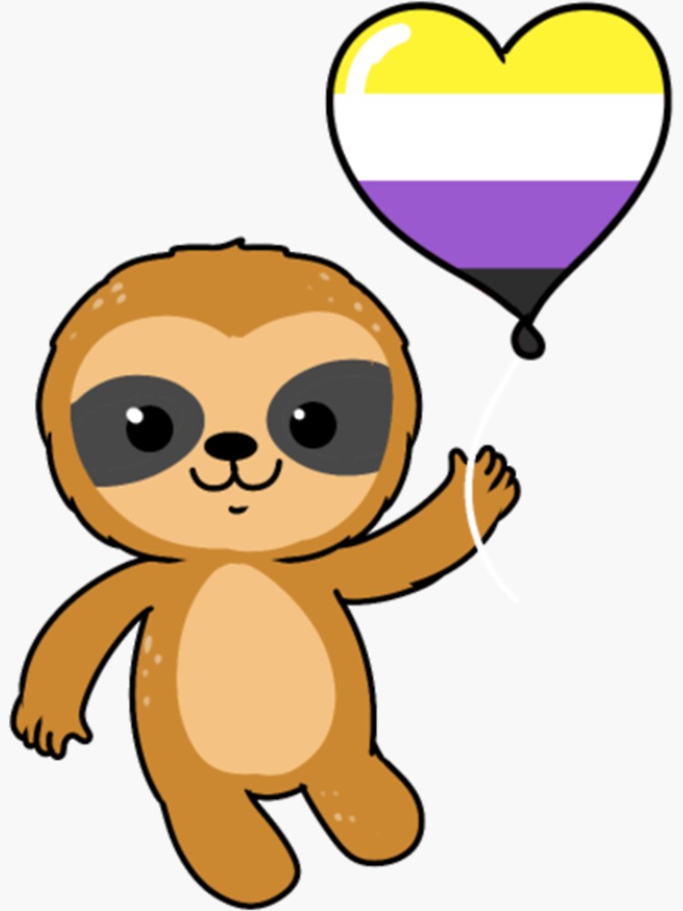 "Sloth Heart Balloon Nonbinary" Sticker for Sale by HengXhua | Redbubble