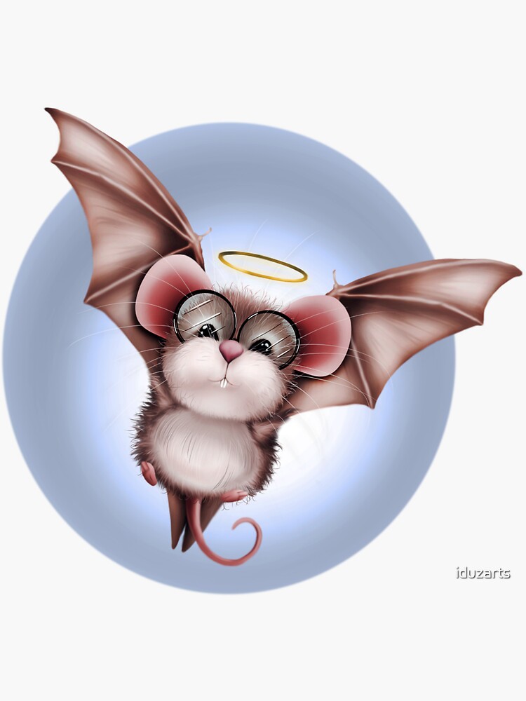"Moon mouse angel bat with glasses" Sticker for Sale by iduzarts ...
