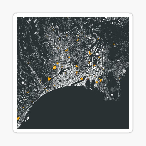 "Map of Nice with its schools in colour" Sticker for Sale by jean ...