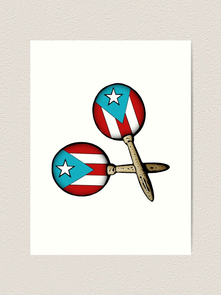 "Puerto Rican Flag Traditional Instrument Maracas" Art Print for Sale ...