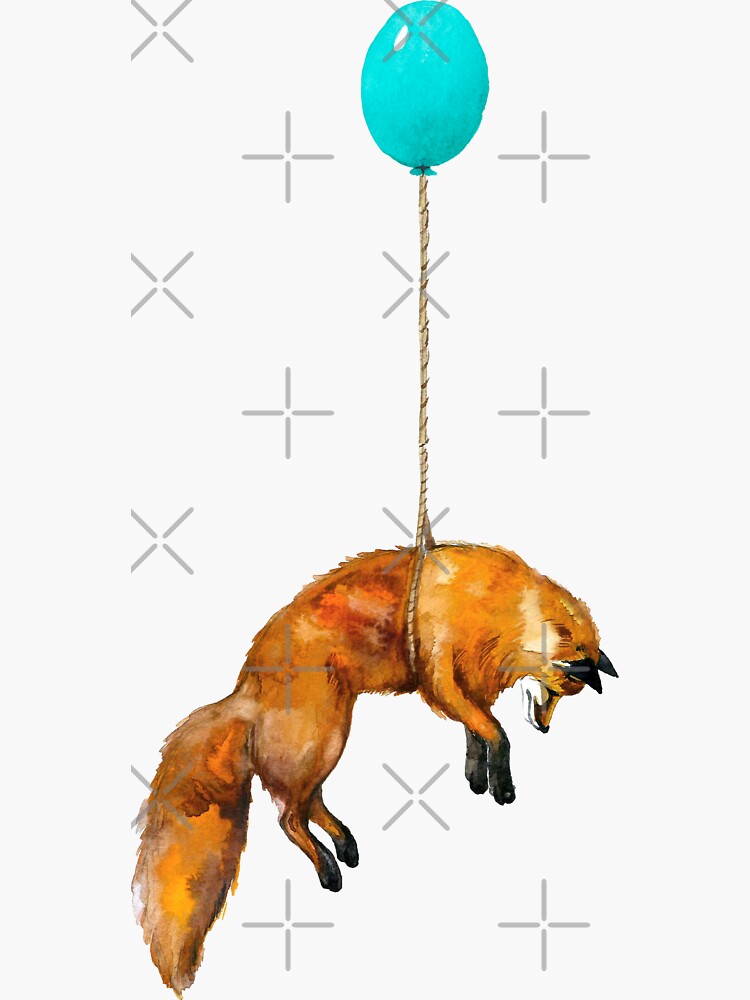 "Watercolor Balloon Fox" Sticker for Sale by virillanissa | Redbubble