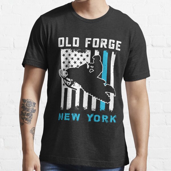 " old forge new york snowmobile american flag riding usa flag" T-shirt ...