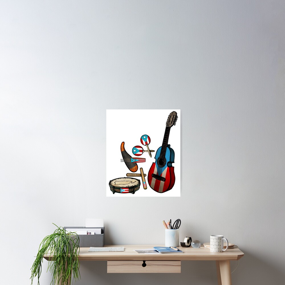 "Puerto Rican Flag Parranda Instruments" Poster for Sale by liamaris ...